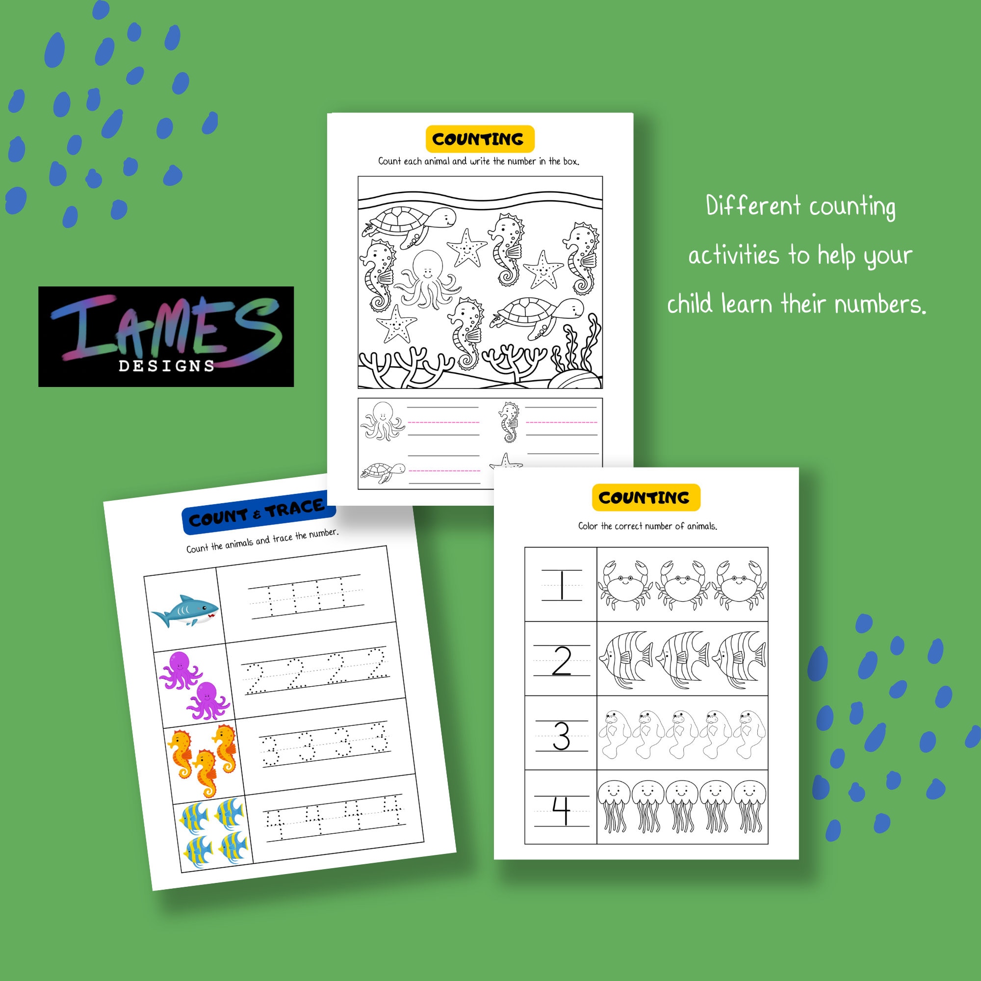 Fun With Ocean Animals Preschool Activity Book, Instant Download, 100 ...
