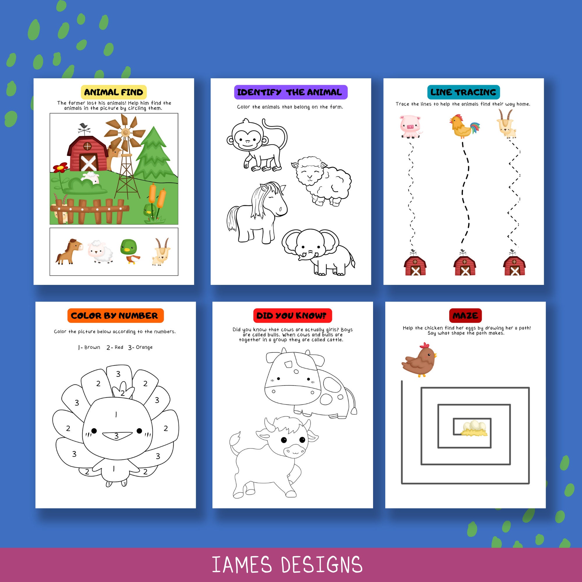 Fun With Farm Animals Preschool Activity Book 100 Pages - Etsy