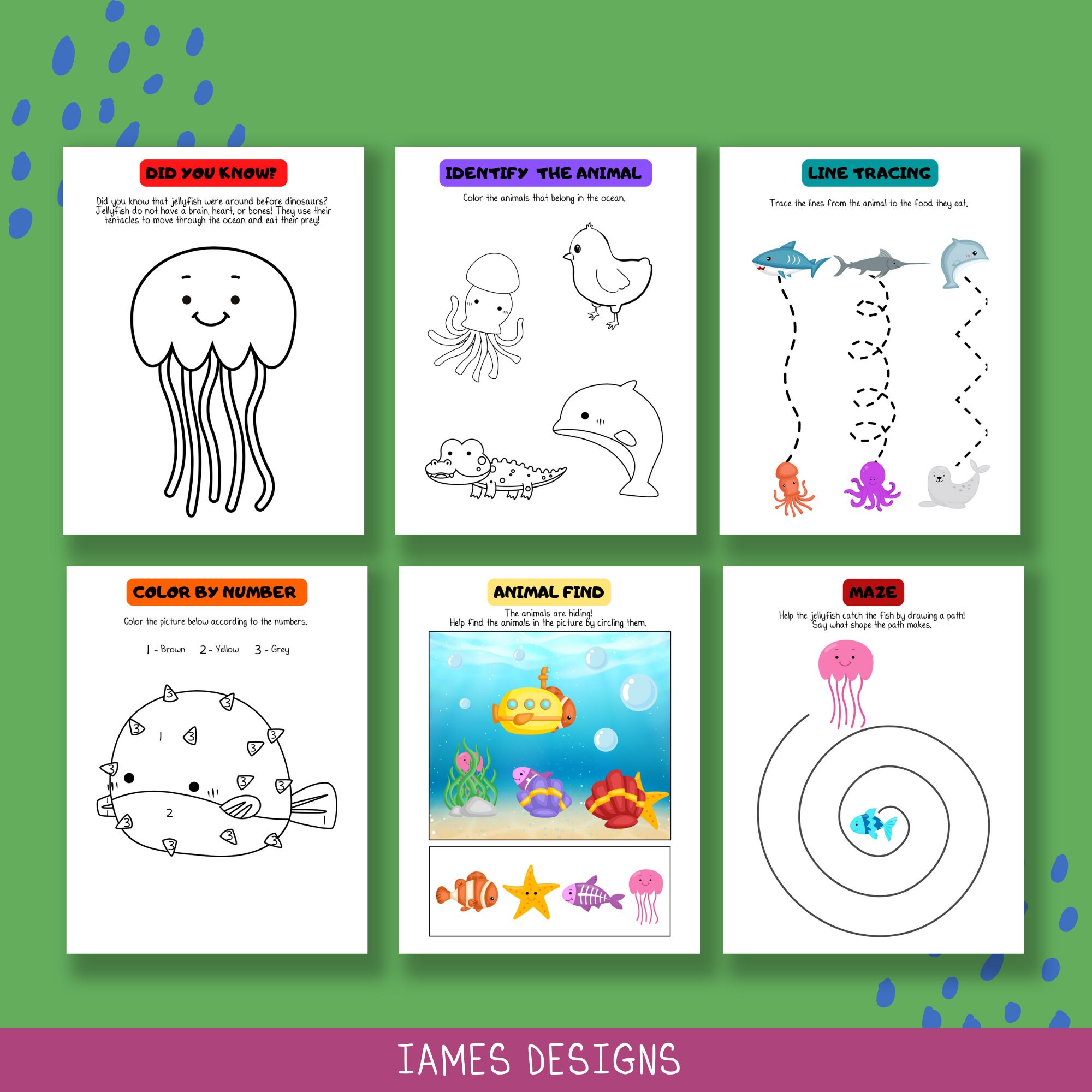 Fun With Ocean Animals Preschool Activity Book, Instant Download, 100 ...