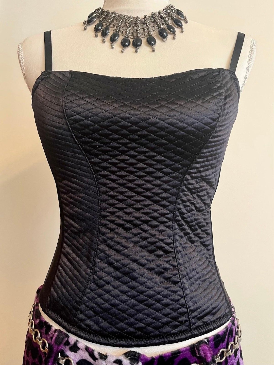 Y2K Vintage Morbid Threads Black Quilted Corset Top SZ M - Etsy