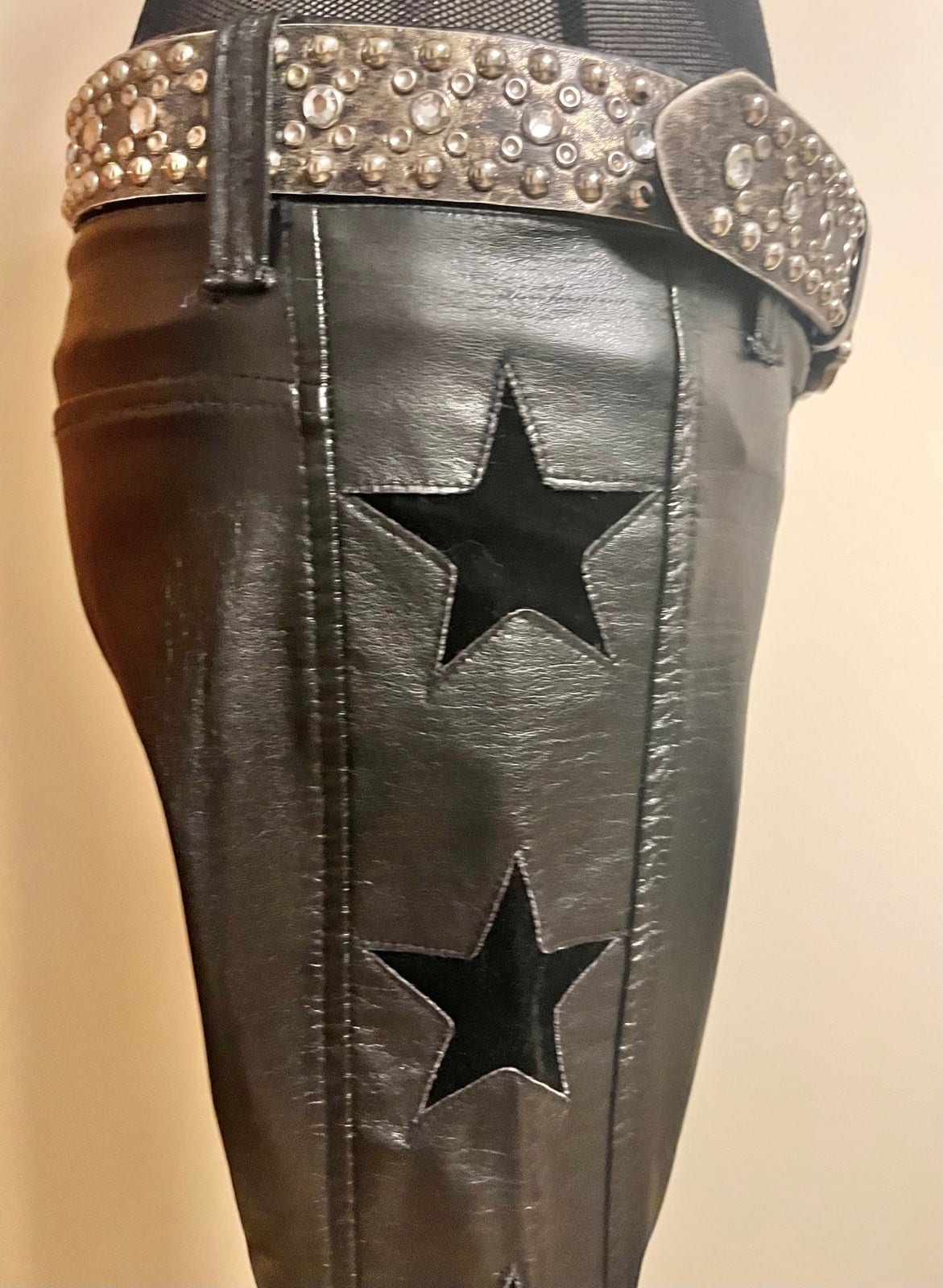 Vintage Y2K Serious Black Pleather Pants With Star Cutouts SZ 8 - Etsy