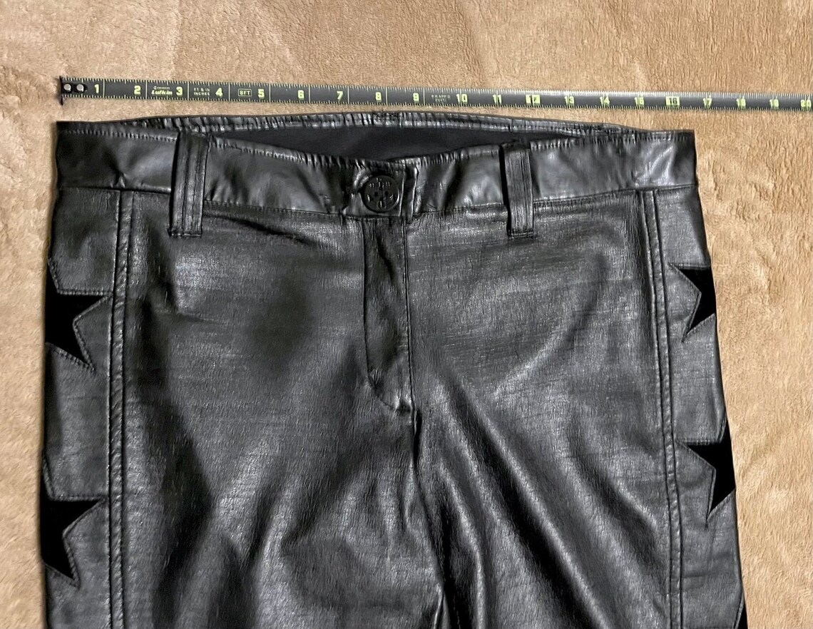 Vintage Y2K Serious Black Pleather Pants With Star Cutouts SZ 8 - Etsy