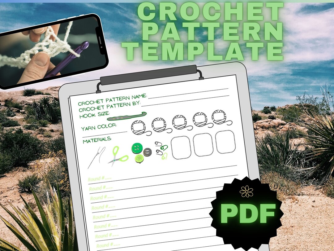 Green Crochet Pattern Template, Simple Crochet Pattern Template ...