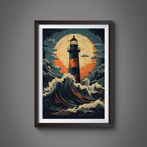 Vintage Lighthouse Illustration Art Print 00029 - Etsy