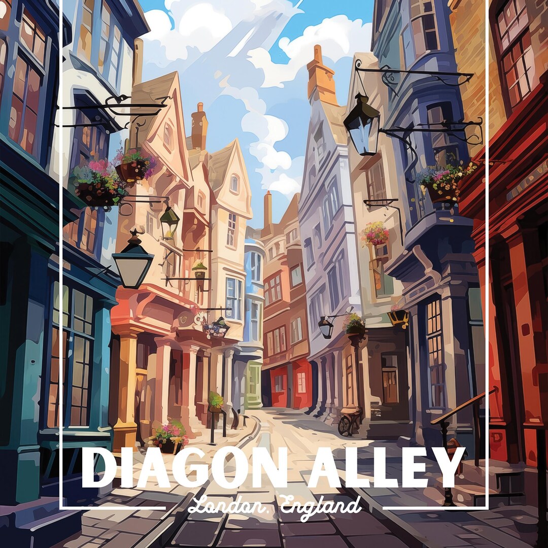 Diagon Alley Travel Poster Harry Potter Wizard World Art Print 00045 - Etsy