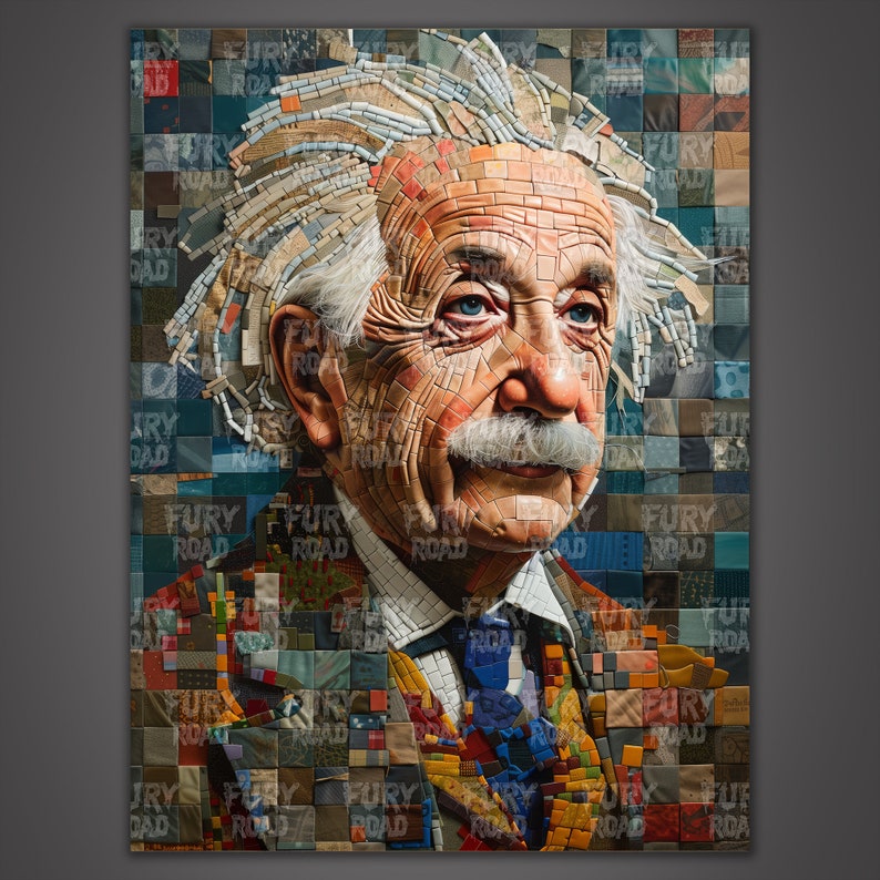 Albert Einstein Patchwork Collage Portrait Art Print 00003 - Etsy