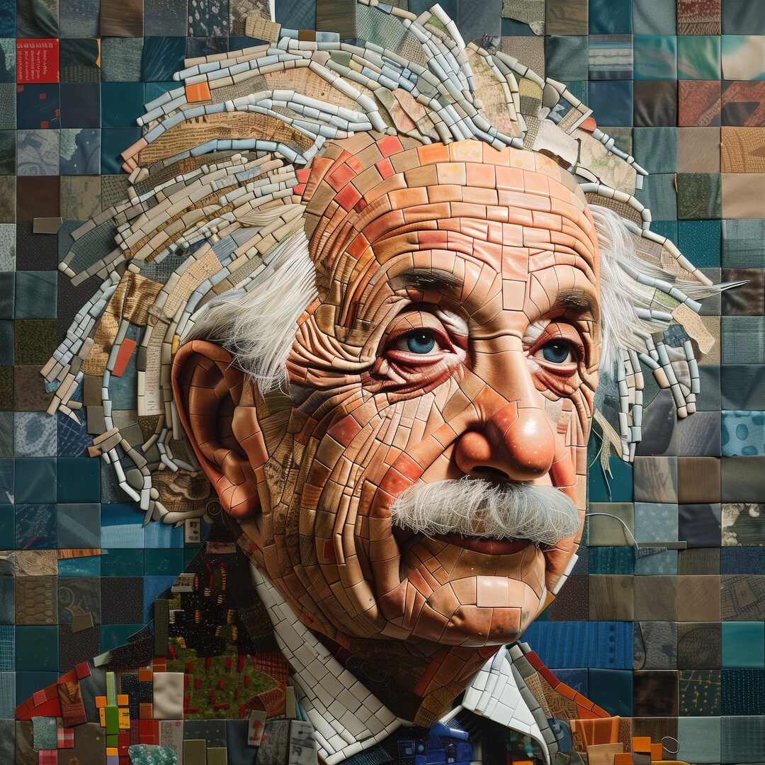 Albert Einstein Patchwork Collage Portrait Art Print 00003 - Etsy