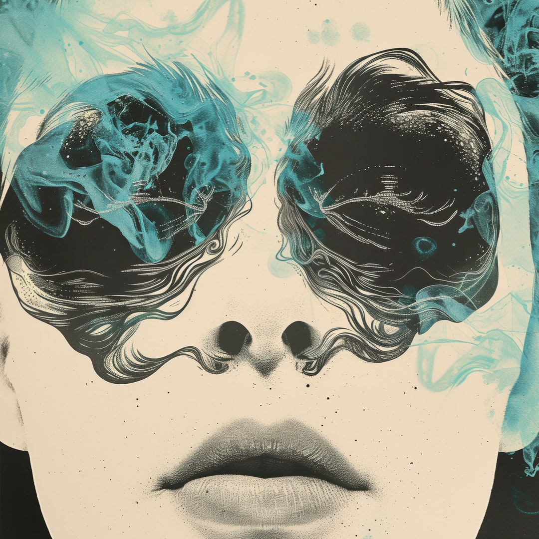 Telepathy Girl Risograph Inspired Screen Print Style Art Print 00026 - Etsy