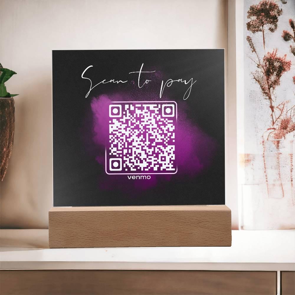 Scannable QR Code Payment Table Sign | Acrylic Business Sign Custom QR ...