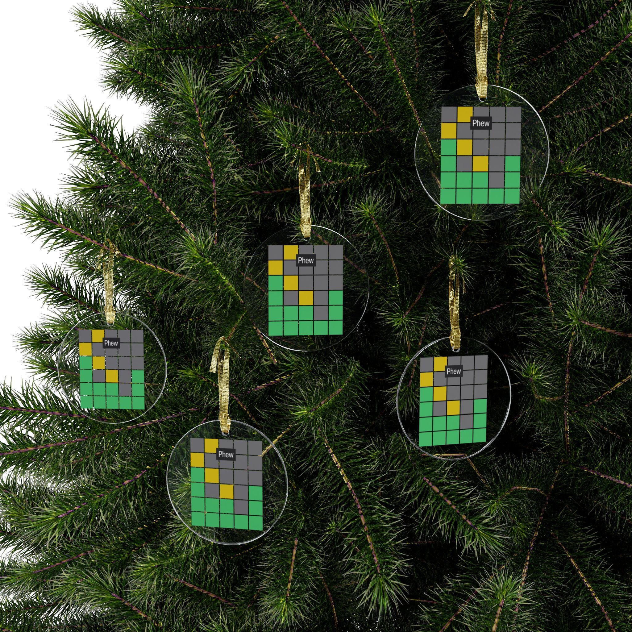 Wordle Themed Acrylic Christmas Tree Ornaments | Phew Wordle - Etsy