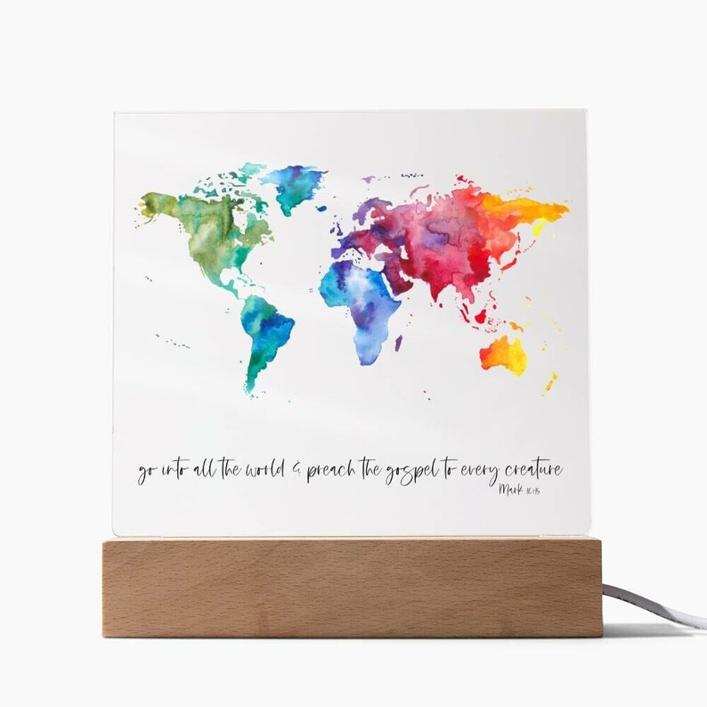 World Map Plaque | Go Into All the World & Preach the Gospel to All ...