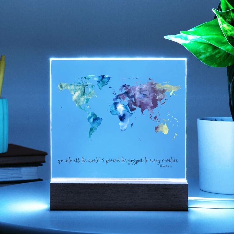 World Map Plaque | Go Into All the World & Preach the Gospel to All ...