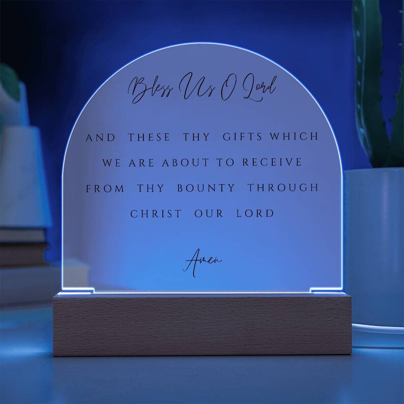 Bless Us O Lord Prayer Acrylic Dome Plaque, Dining Room Scripture Sign ...