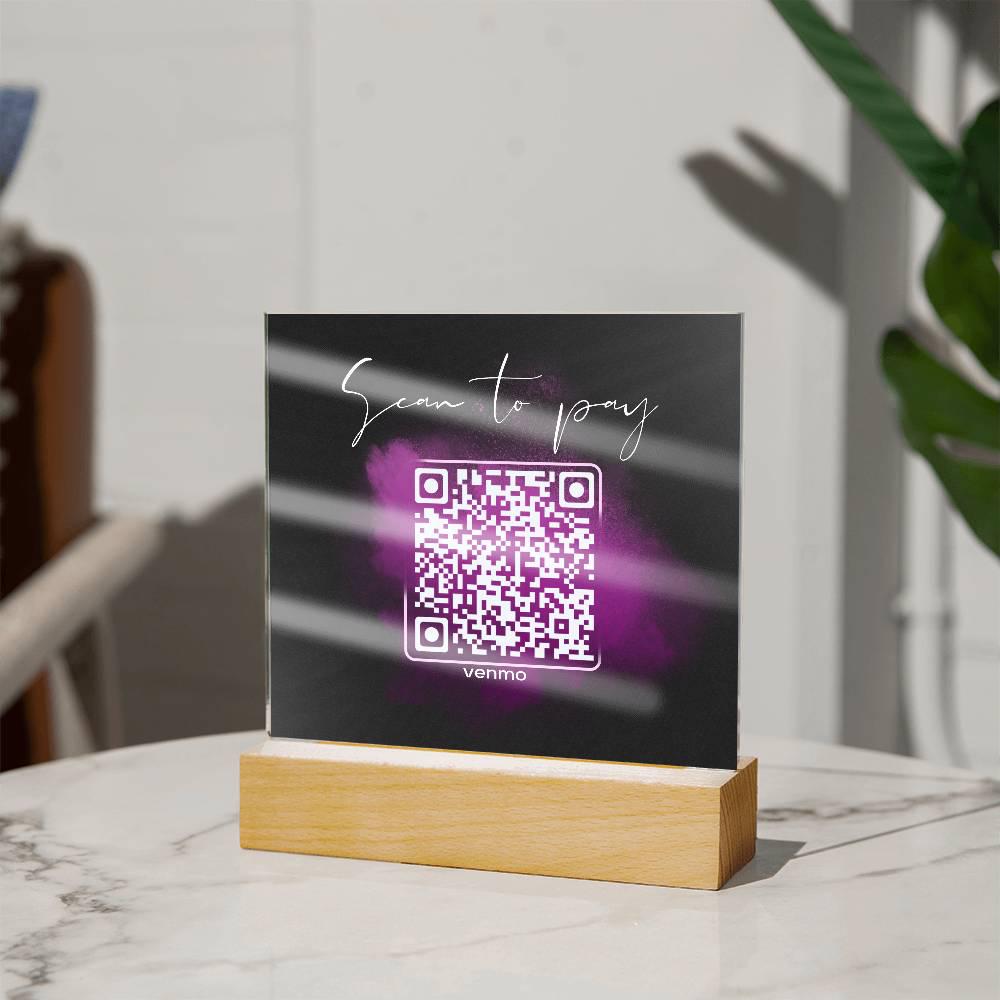 Scannable QR Code Payment Table Sign | Acrylic Business Sign Custom QR ...