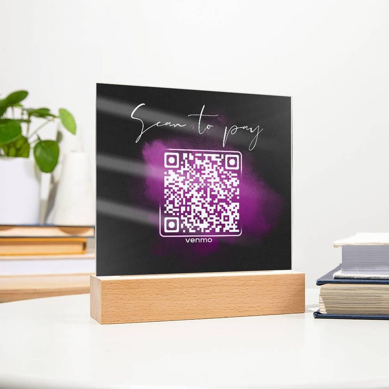 Scannable QR Code Payment Table Sign Acrylic Business Sign Custom QR ...
