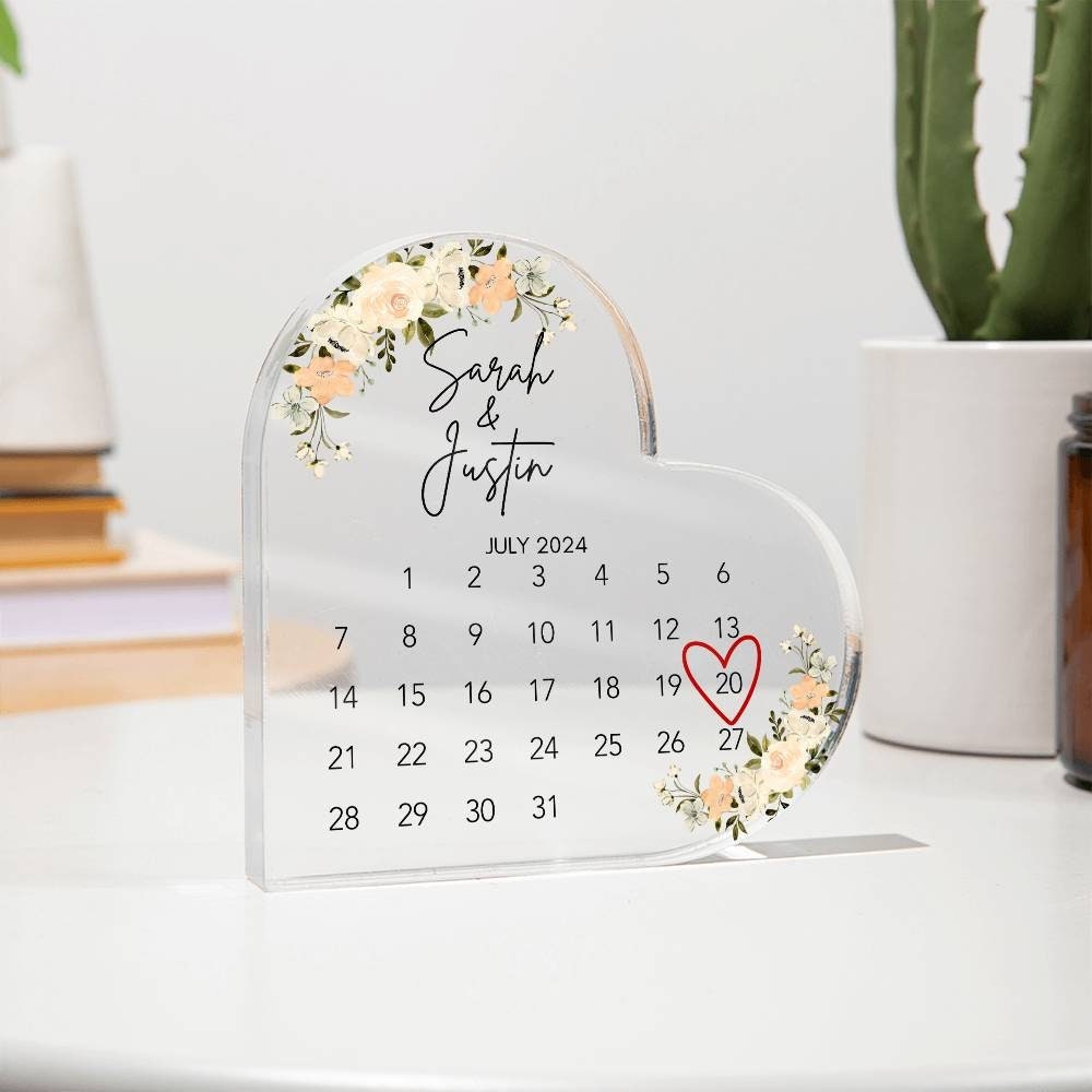 Personalized Wedding Gift, Anniversary Calendar Acrylic Plaque, Wedding ...