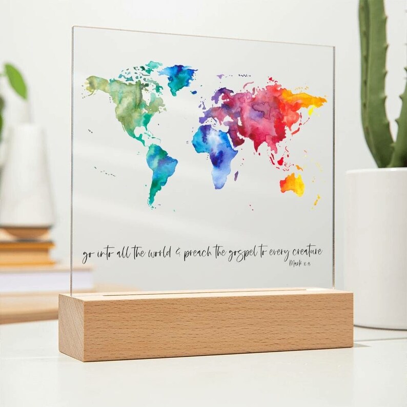 World Map Plaque | Go Into All the World & Preach the Gospel to All ...