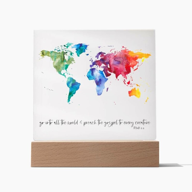 World Map Plaque | Go Into All the World & Preach the Gospel to All ...