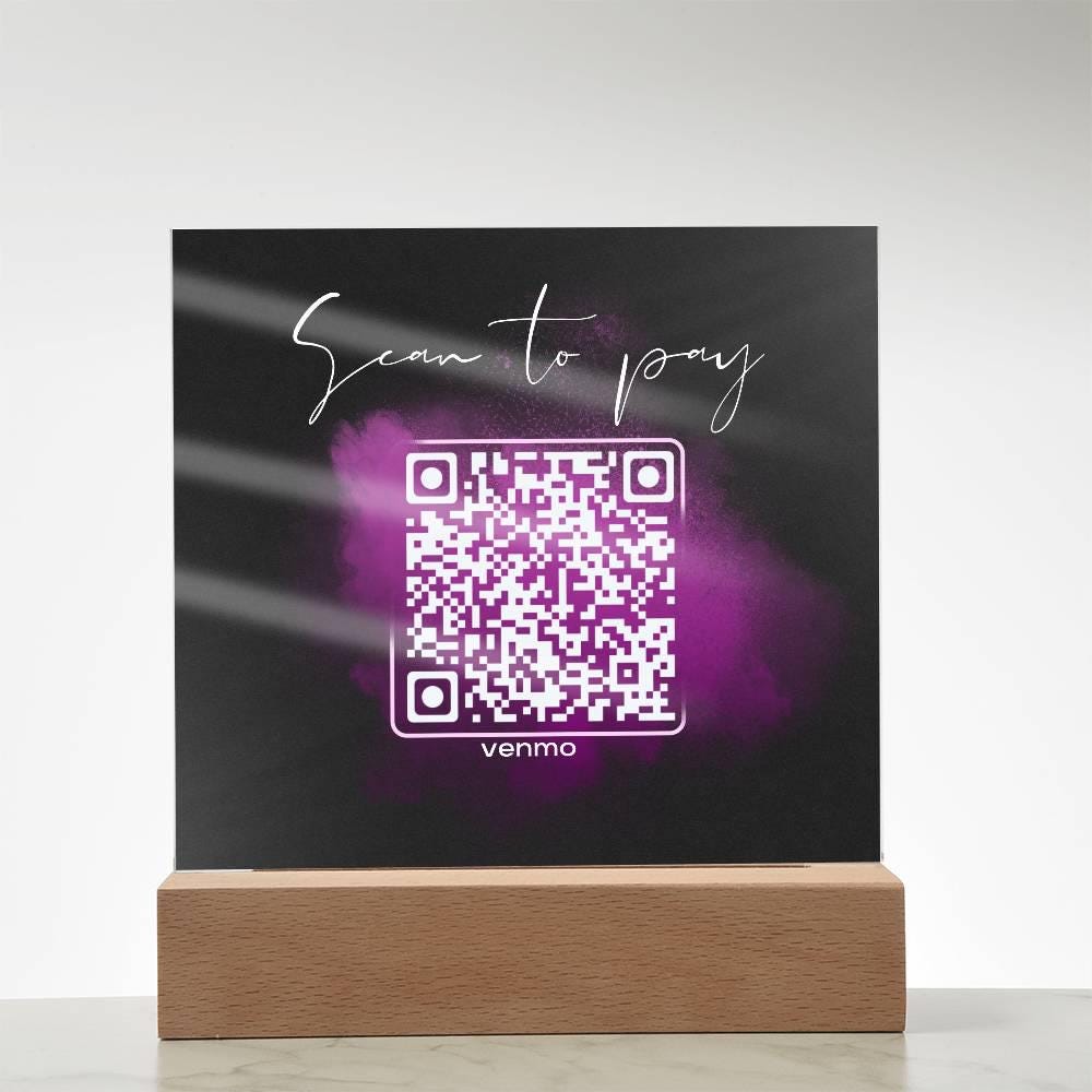 Scannable QR Code Payment Table Sign | Acrylic Business Sign Custom QR ...