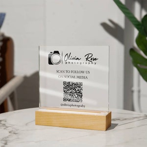 Custom Acrylic Business QR Code Sign - Personalized QR Sign, Shop Decor ...