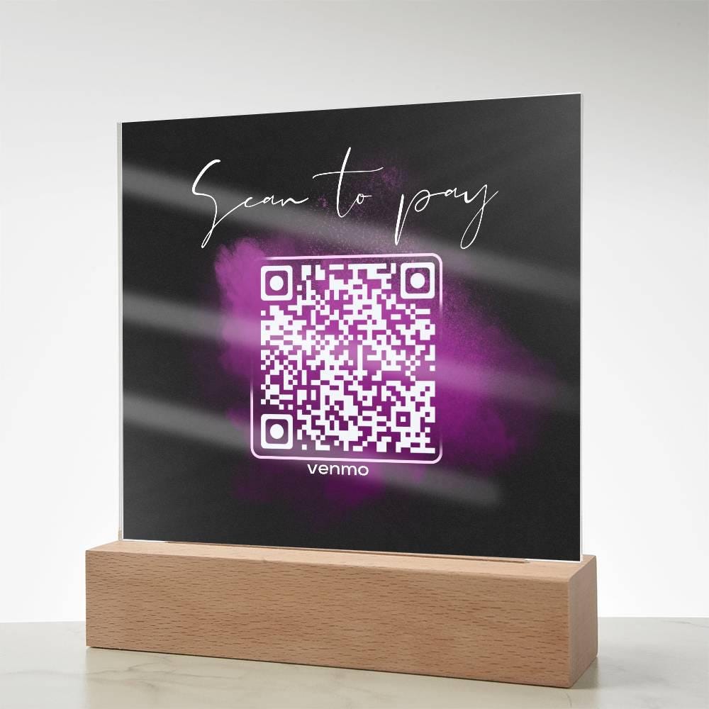Scannable QR Code Payment Table Sign | Acrylic Business Sign Custom QR ...