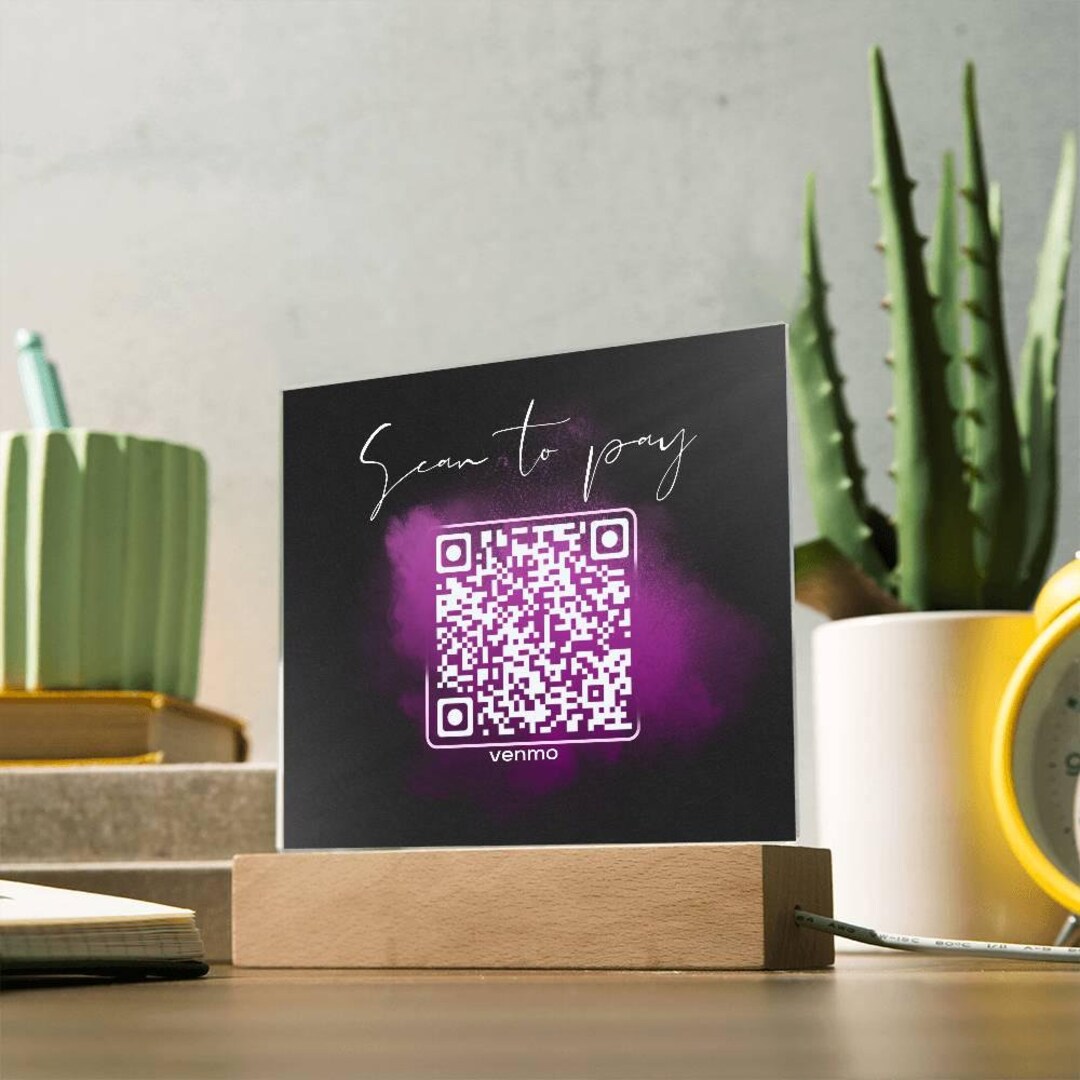 Scannable QR Code Payment Table Sign | Acrylic Business Sign Custom QR ...