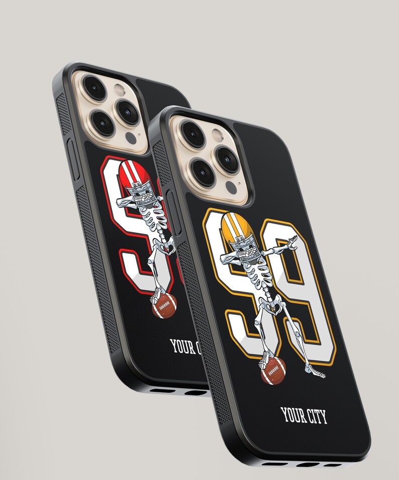 Personalized Skull Dab Football Phone Case, Custom Number Sports Cover ...