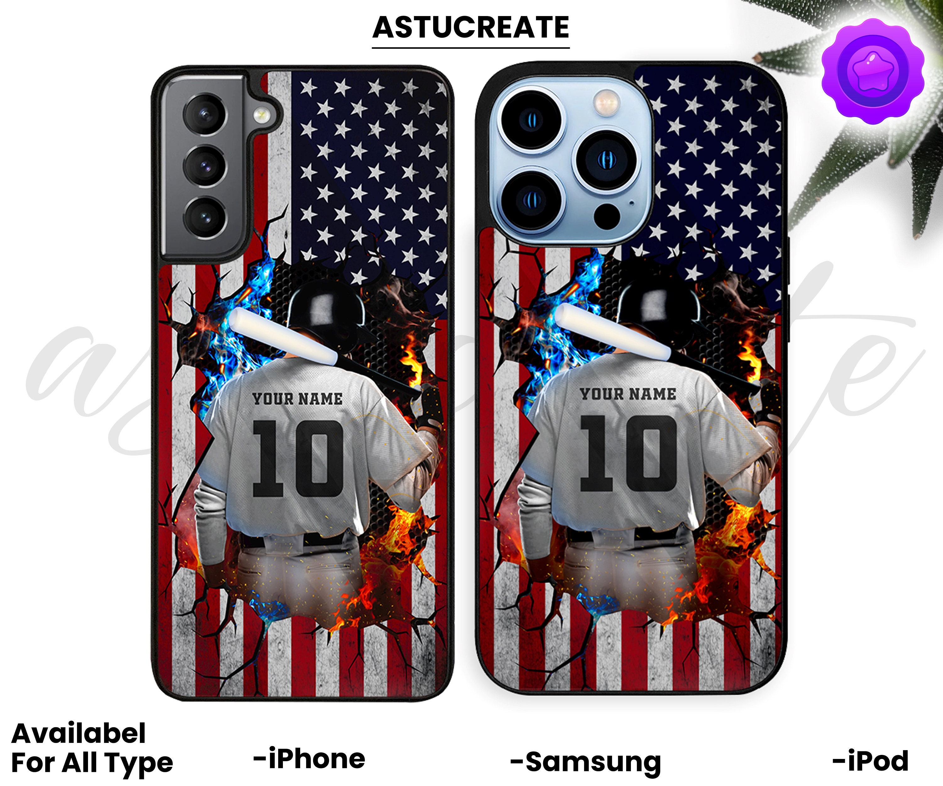 Personalized Baseball Sport-custom Flag Number Custom Phone Case Cover ...