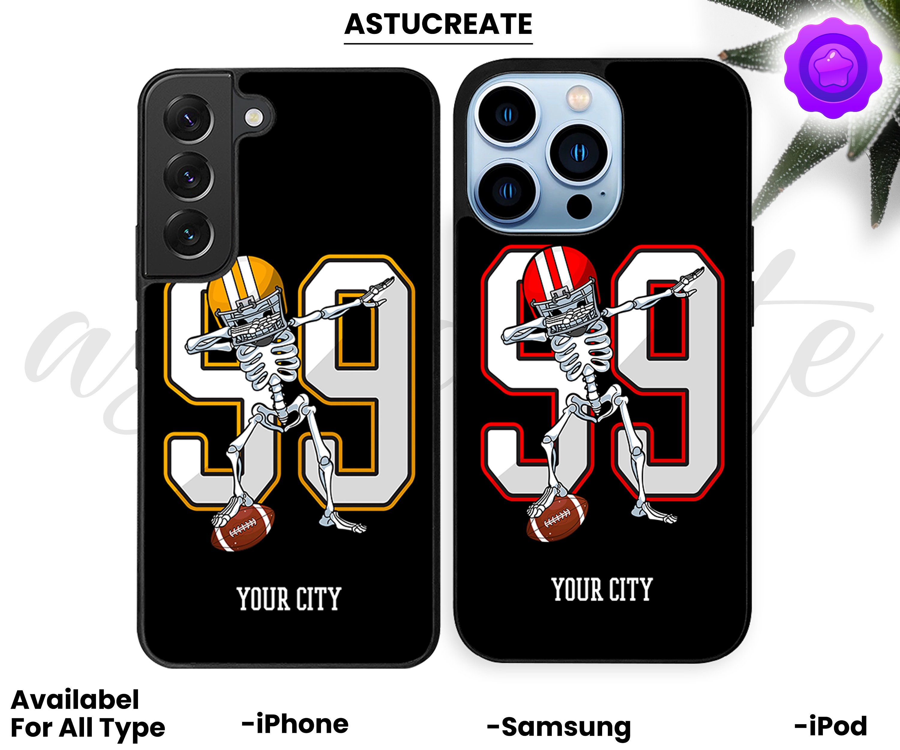 Personalized Skull Dab Football Phone Case, Custom Number Sports Cover ...