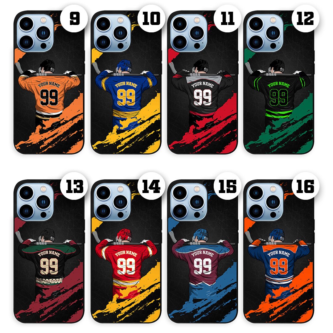Personalized Hockey Jersey Name and Number Phone Case iPhone 16 15 14 ...
