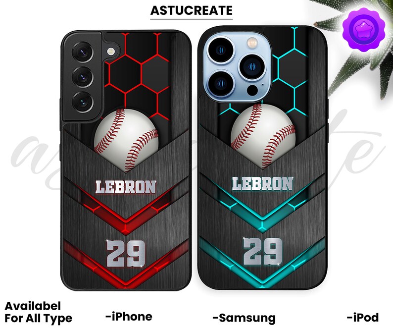 Personalized Baseball Phone Cases Custom Number & Name Phone Baseball ...