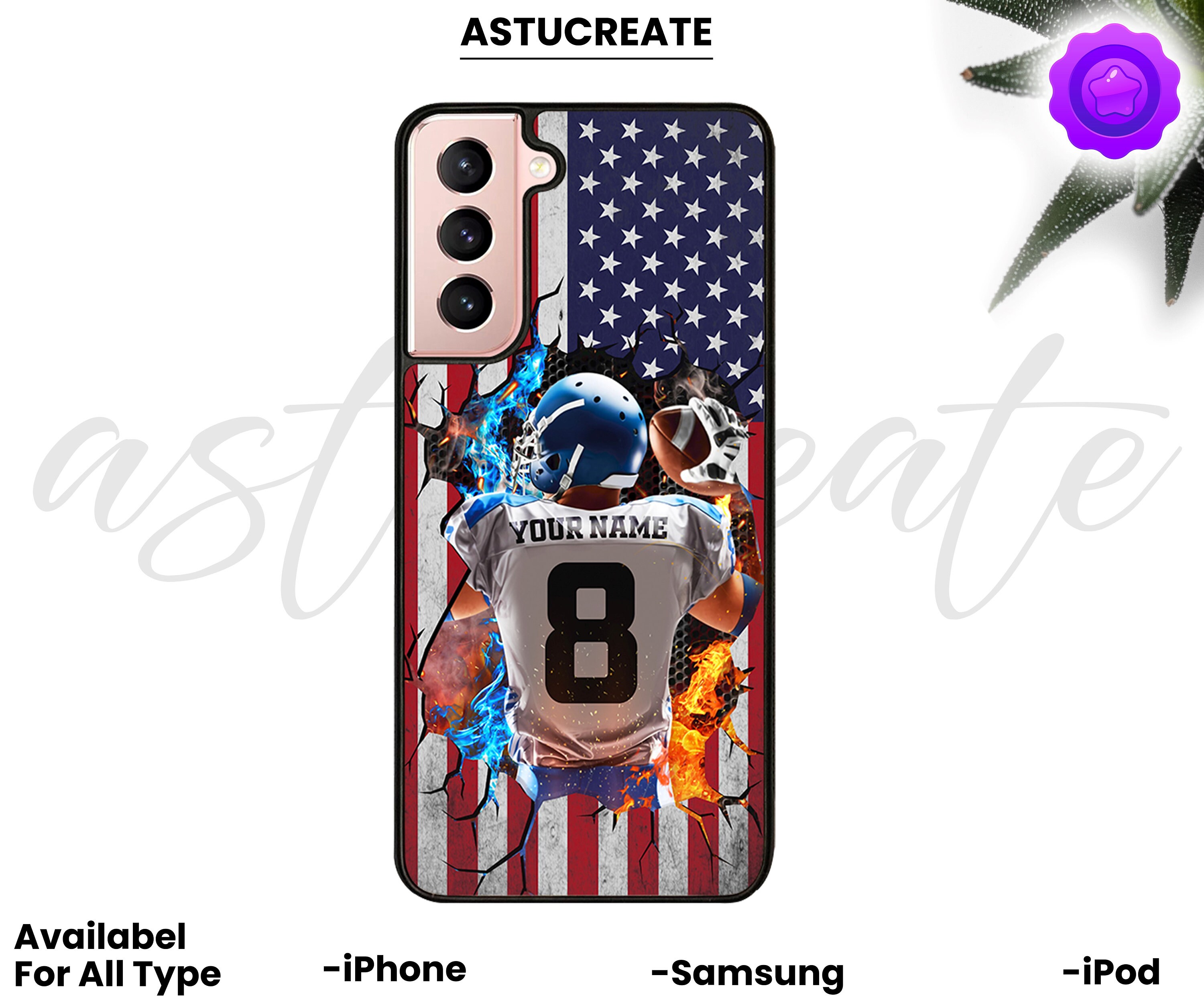 Personalized Football Flag Number Phone Case, Custom iPhone Samsung ...