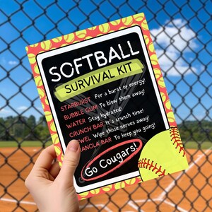 Editable Softball Team Survival Kit Canva Template Printable Softball ...