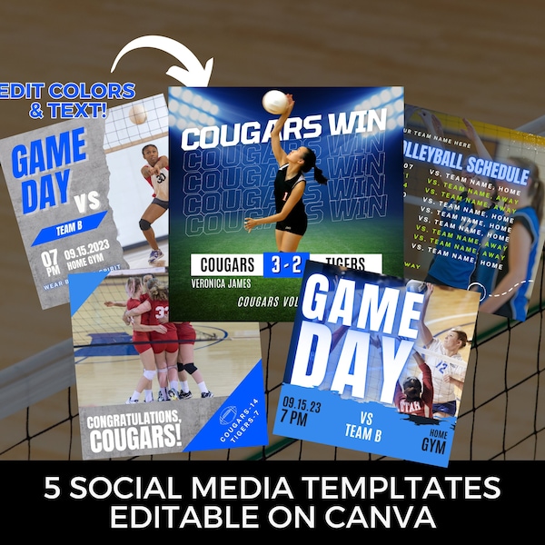 Volleyball Social Media Canva Template - Etsy