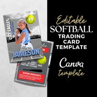Softball Card Template, DIY Golden Sport Cards Printable, Customizable ...