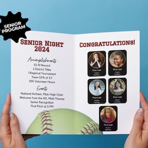 Softball Senior Night Program Canva Template Senior Game Girls Softball ...
