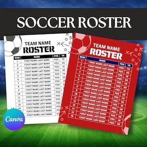 Editable Soccer Team Roster Canva Template Soccer Team Player Roster ...