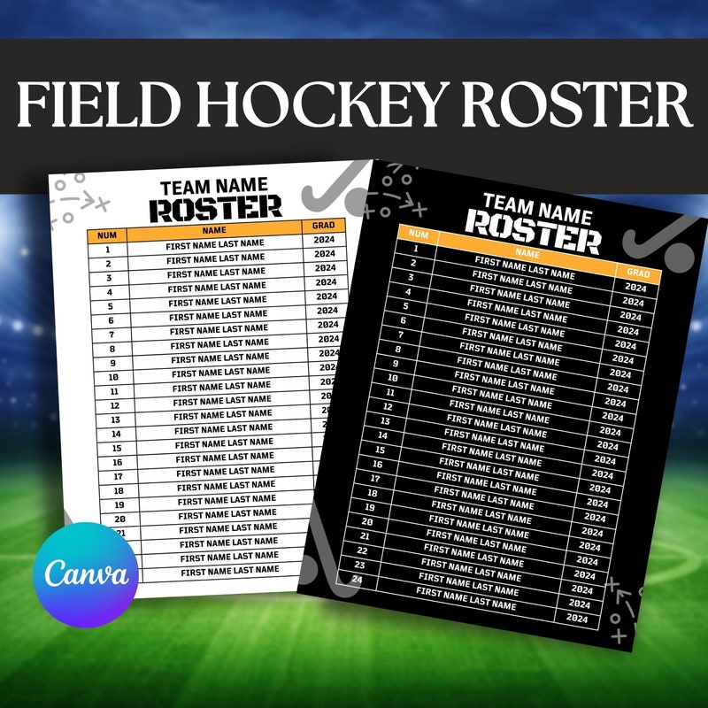 Hockey Team Roster Template - Etsy