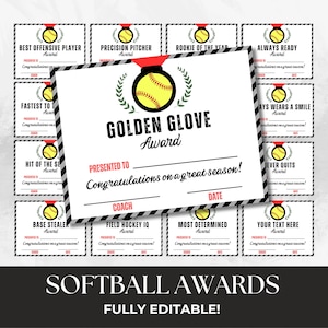 Editable Softball Team Award Certificates End of Season Printable ...