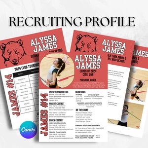 Volleyball Athlete Profile Sheet Photo College Recruiting Editable ...