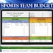 Sports Team Budget Template, Sports Budget Template, Youth Sports ...