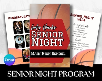 Soccer Senior Night Program Canva Template Senior Game Girls High ...