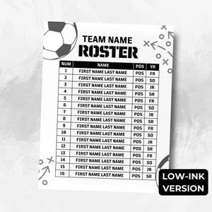 Editable Soccer Team Roster Canva Template Soccer Team Player Roster ...