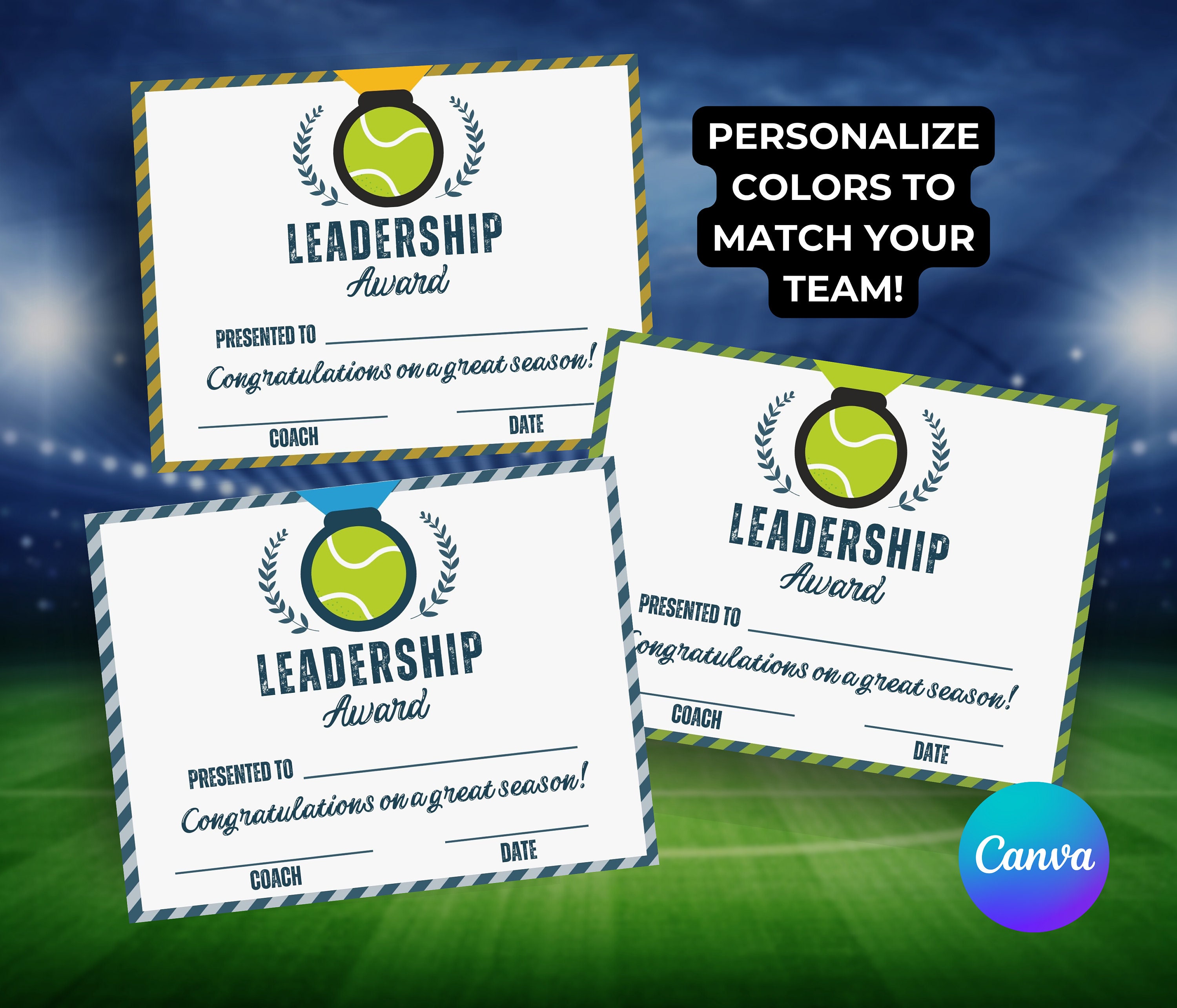 Editable Tennis Award Certificates End of Season Printable Tennis Team ...