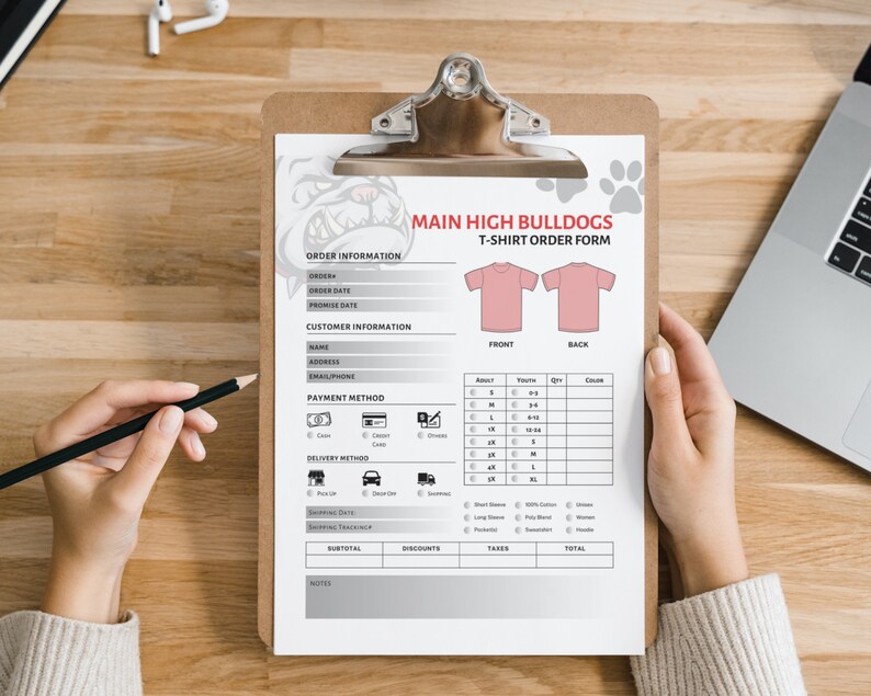 Editable Tshirt Order Form, School T-shirt Order Form, School PTO ...