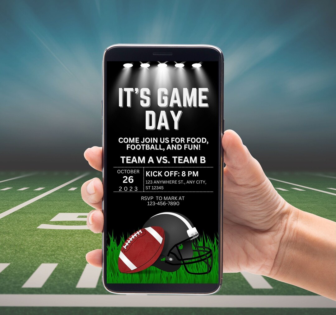 Textable Football Watch Party Invitation Tailgate Party Phone ...