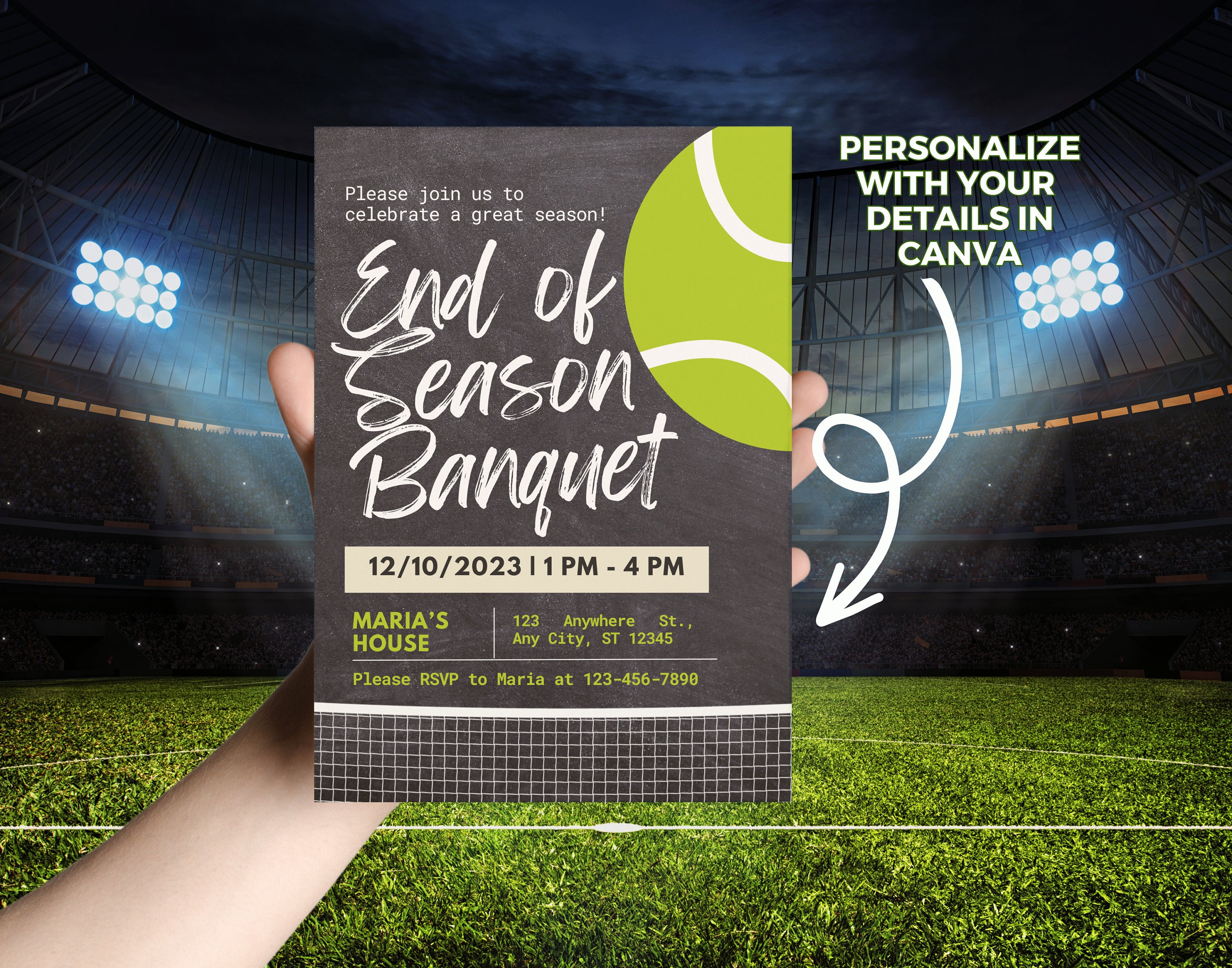 Printable Tennis Team End of Season Sports Banquet Invitation Canva ...
