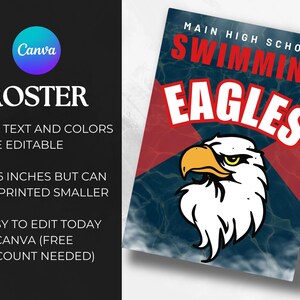 Editable Swim Team Roster Canva Template Boys Girls Swim Team Player ...