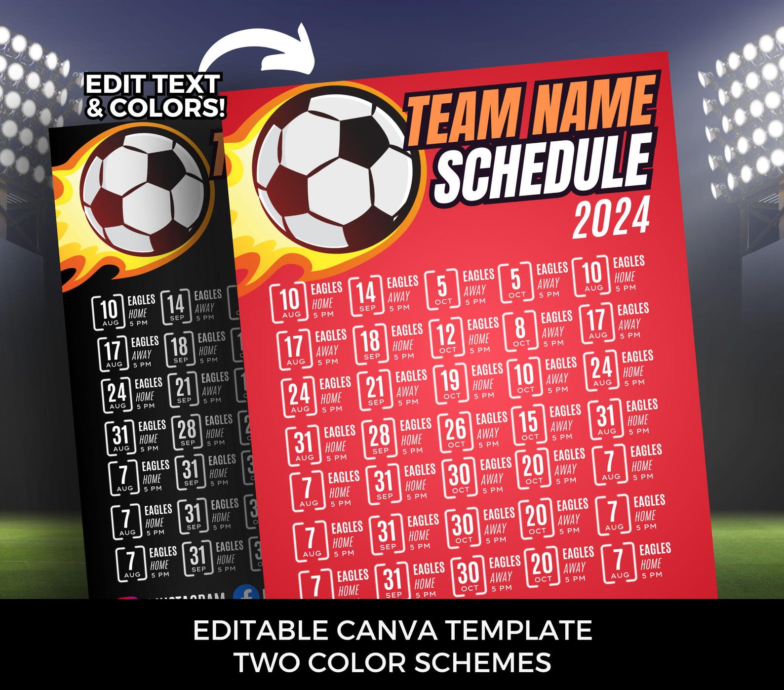 Editable Soccer Schedule Template DIY Canva Soccer Team Schedule ...