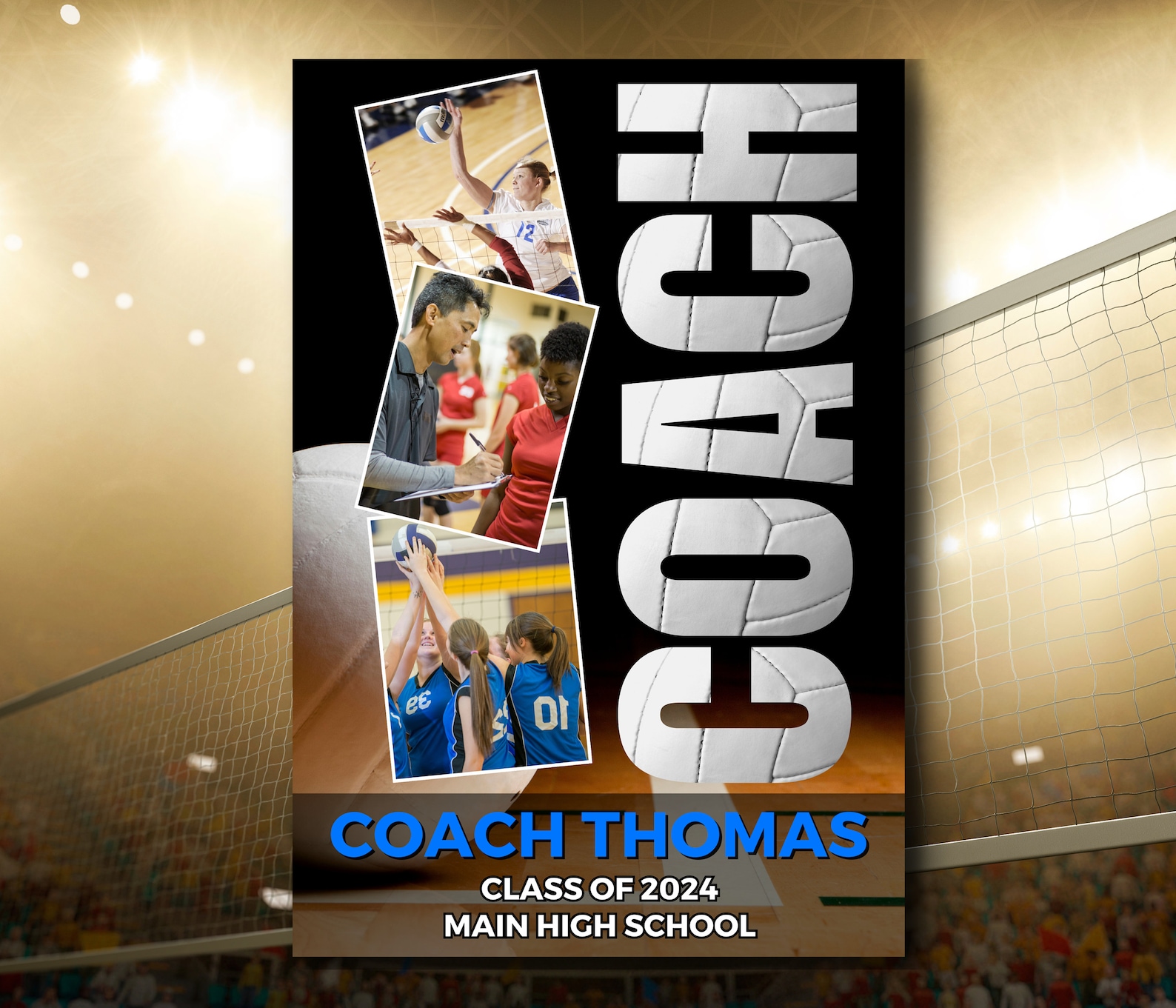 Volleyball Coach Poster Canva Template Coach Team Banquet Gift for ...